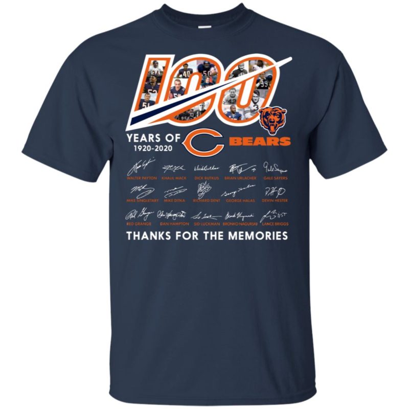 100 years of Chicago Bears 1920-2020 Thanks for the memories shirt ...