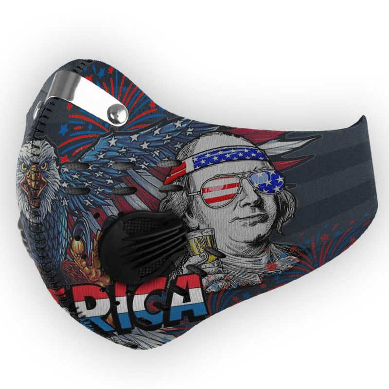 Benjamin Franklin Bald Eagle Face Mask with N95 Filter - RobinPlaceFabrics