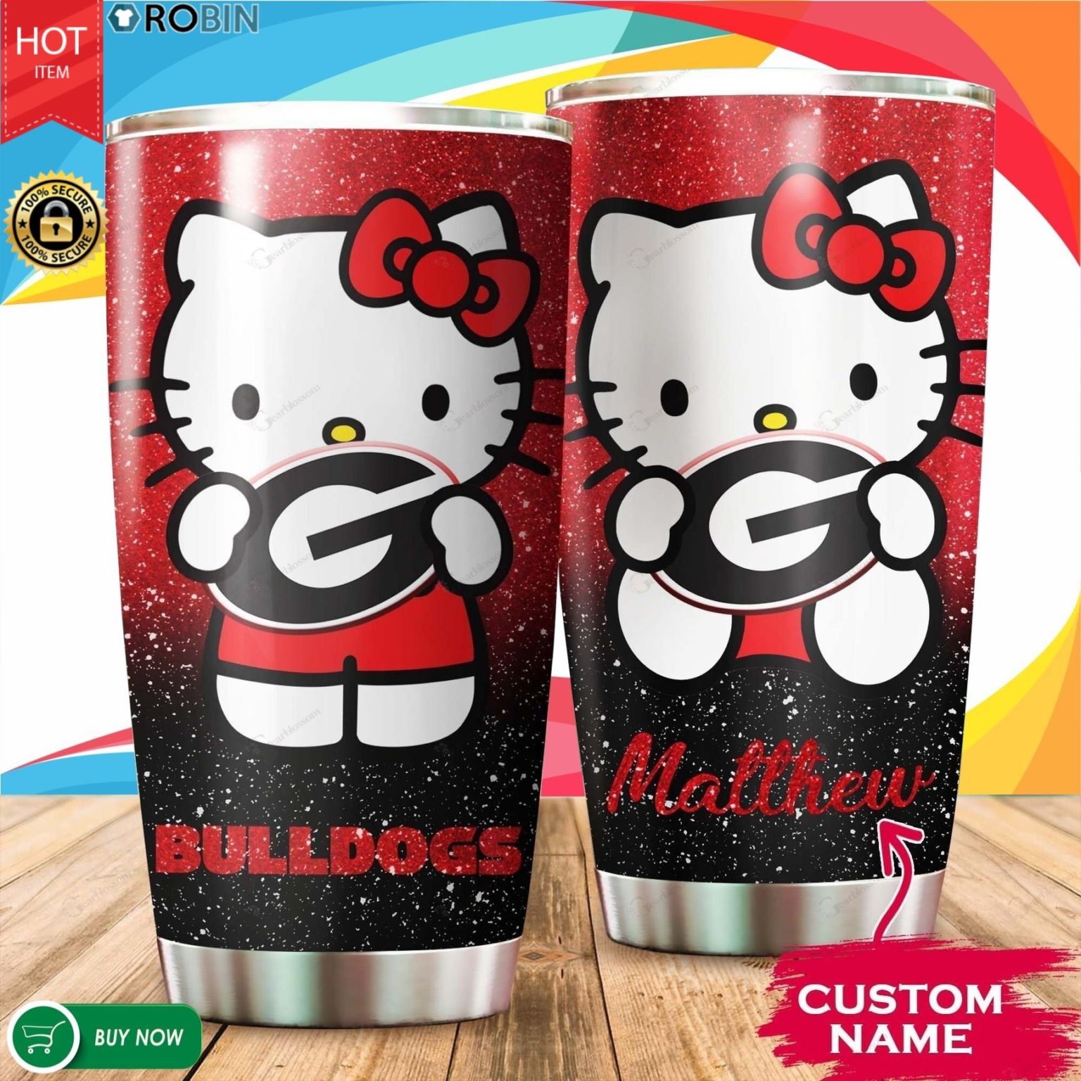 Personalized Hello Kitty Hug Georgia Bulldogs 20oz Tumbler ...