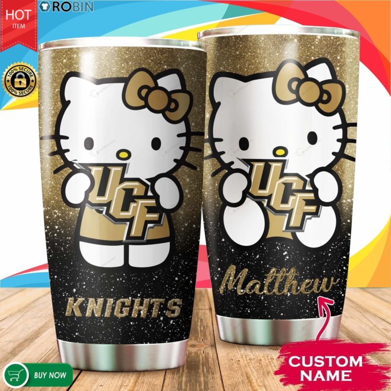 Personalized Hello Kitty Hug UCF Knights 20oz Tumbler - RobinPlaceFabrics