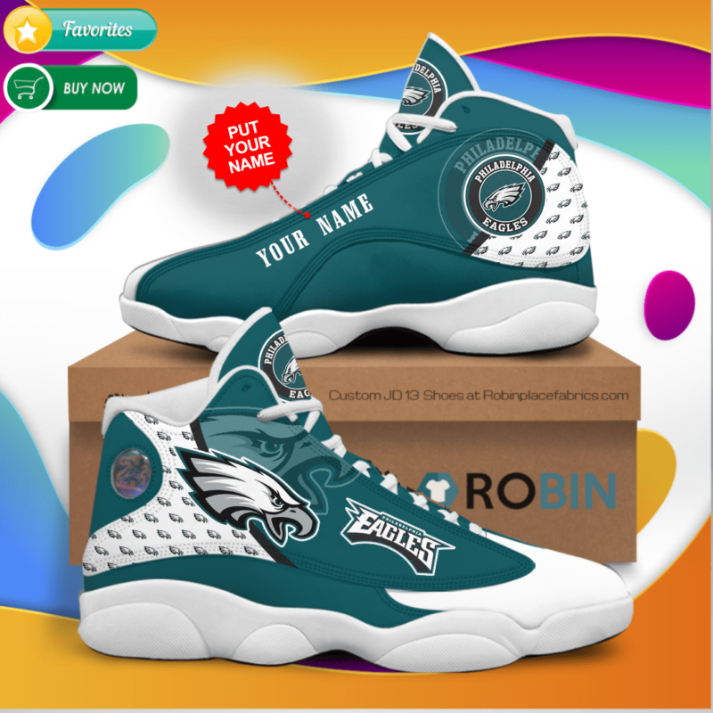 Personalized Name Philadelphia Eagles Jordan 13 Sneakers - Custom JD13 ...