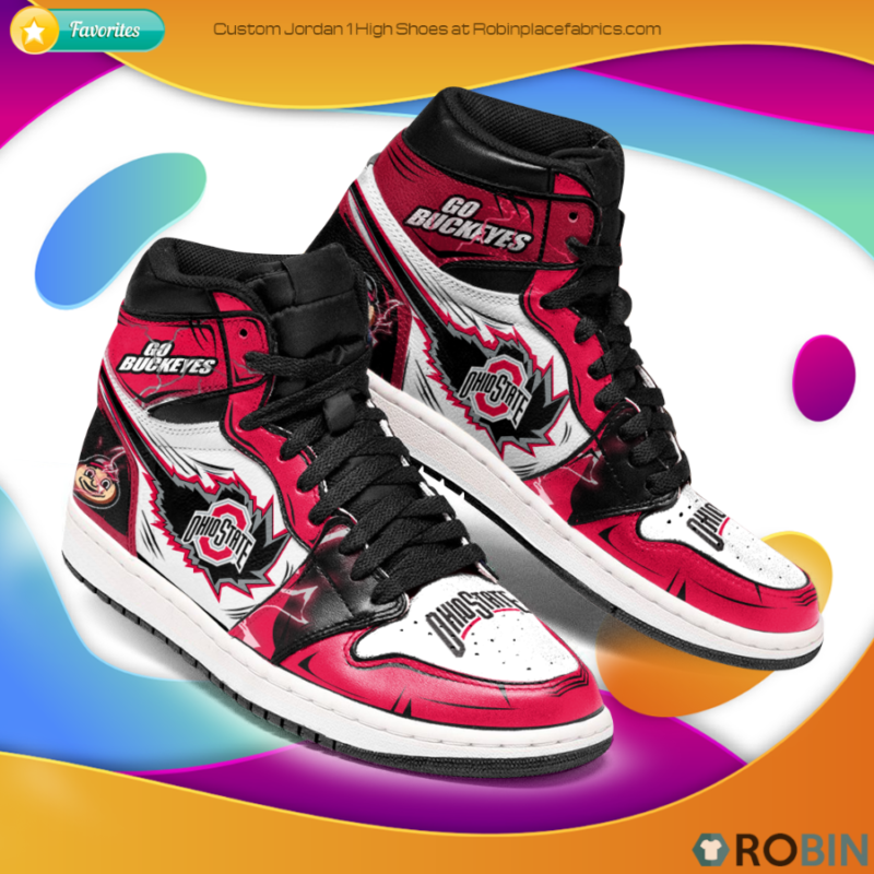 Ohio State Buckeyes Go Buckeys Jordan 1 High Sneaker - RobinPlaceFabrics