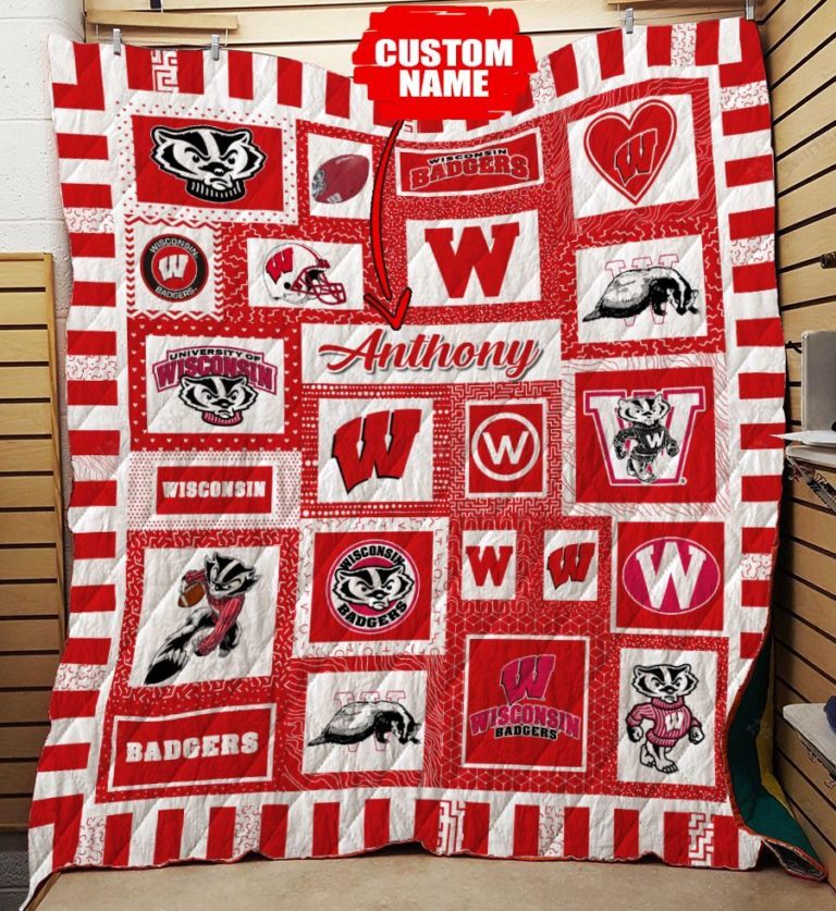 Personalized Wisconsin Badgers Ncaa Quilt Blanket - RobinPlaceFabrics