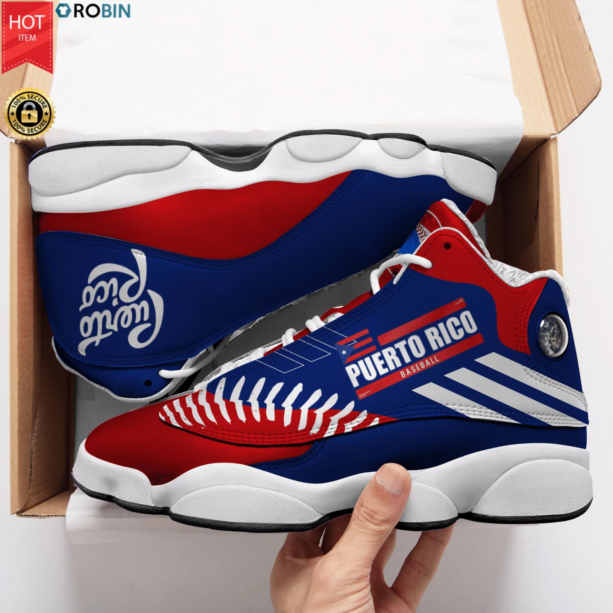 Puerto Rico Baseball Jordan 13 Shoes - JD13 Sneaker - RobinPlaceFabrics