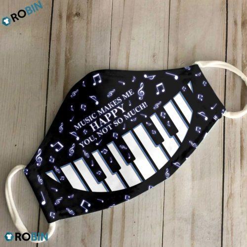 Music Makes Me Happy Piano 3D Full Print Face Mask | RobinPlaceFabrics ...