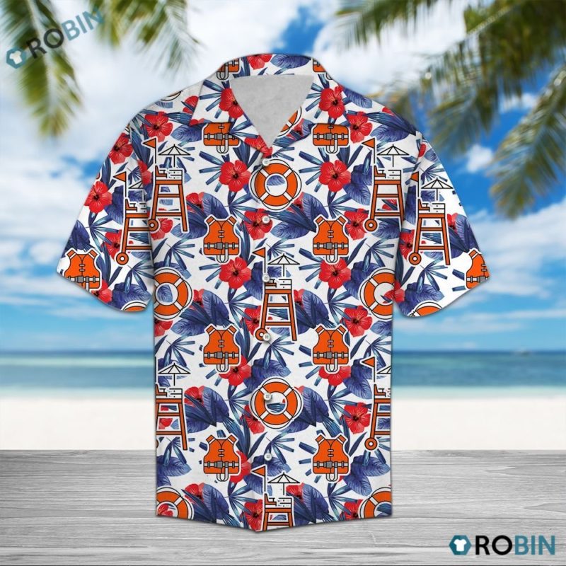 Lifeguard Palm Hawaiian Shirt - RobinPlaceFabrics