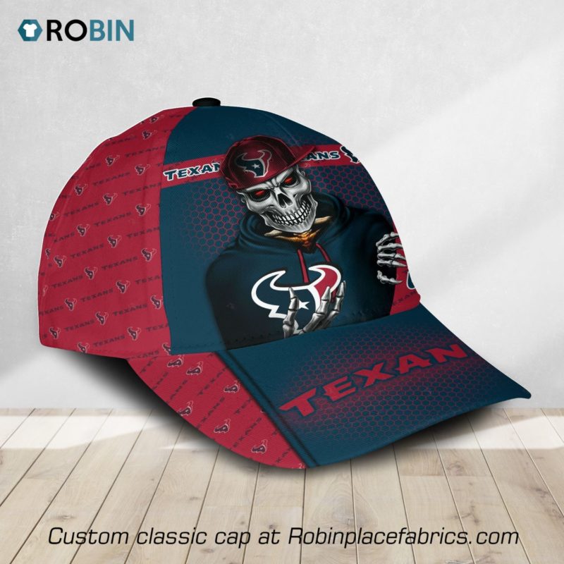 NFL Houston Texans Skull All Over Print Caps - RobinPlaceFabrics