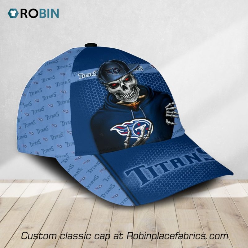 NFL Tennessee Titans Skull Full Print Cap, Hat - RobinPlaceFabrics