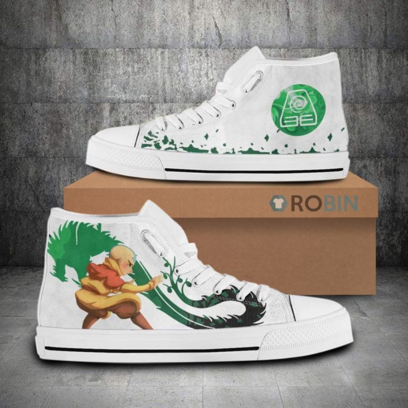 Aang Earthbending Avatar The Last Airbender Anime High Top Canvas Shoes ...