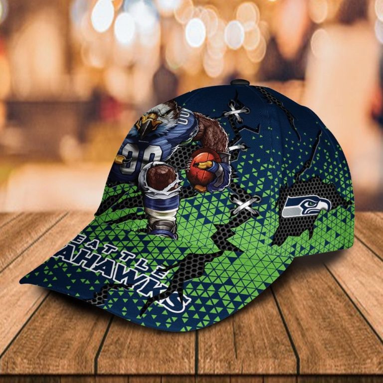 NFL Seattle Seahawks Mascot 3D Print Cap, Hat - RobinPlaceFabrics