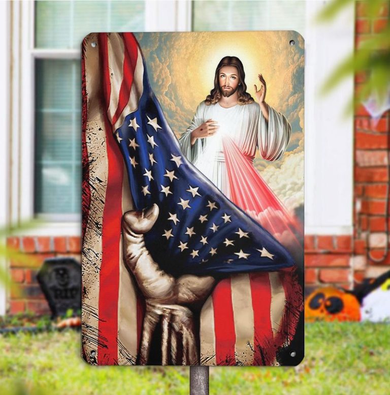 Jesus American Flag Metal Sign - RobinPlaceFabrics