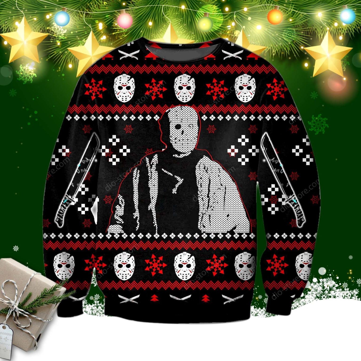 Jason Voorhees Knitting Pattern 3d Print Ugly Sweater - RobinPlaceFabrics