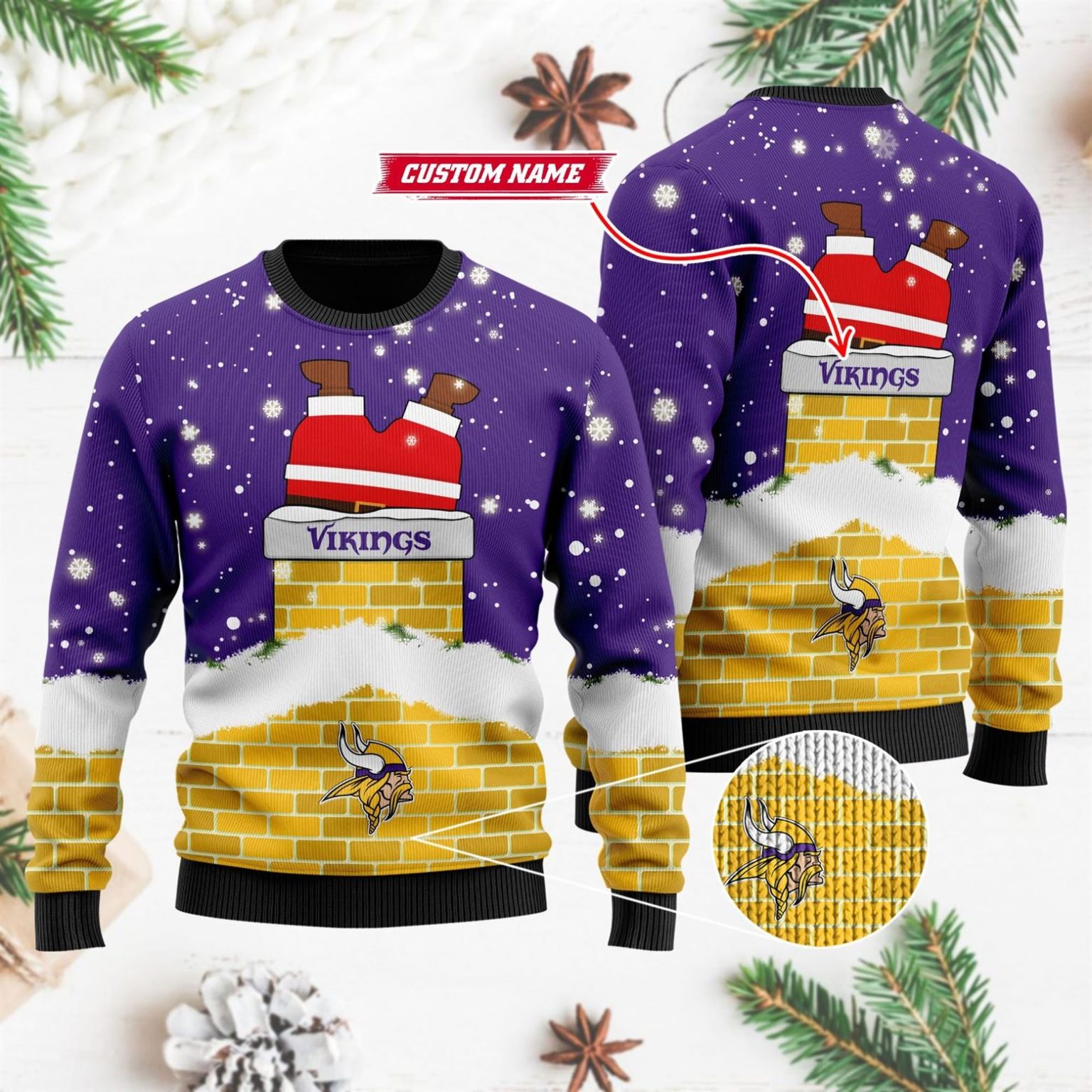 Minnesota Vikings NFL Football Santa Claus 3D Christmas Ugly Sweater ...