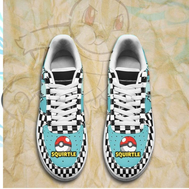 Poke Squirtle Sneakers Checkerboard Custom Pokemon Shoes ...