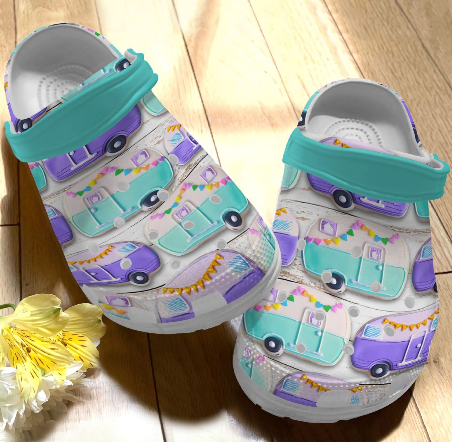 Camping A Clog Lovely Campers Crocs Crocband Clog - RobinPlaceFabrics