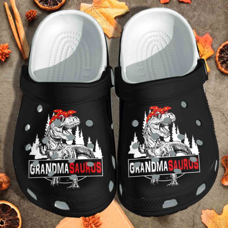 Grandmasaurus Shoes - T-rex Dinosaur Grandma Saurus Crocs Shoes ...
