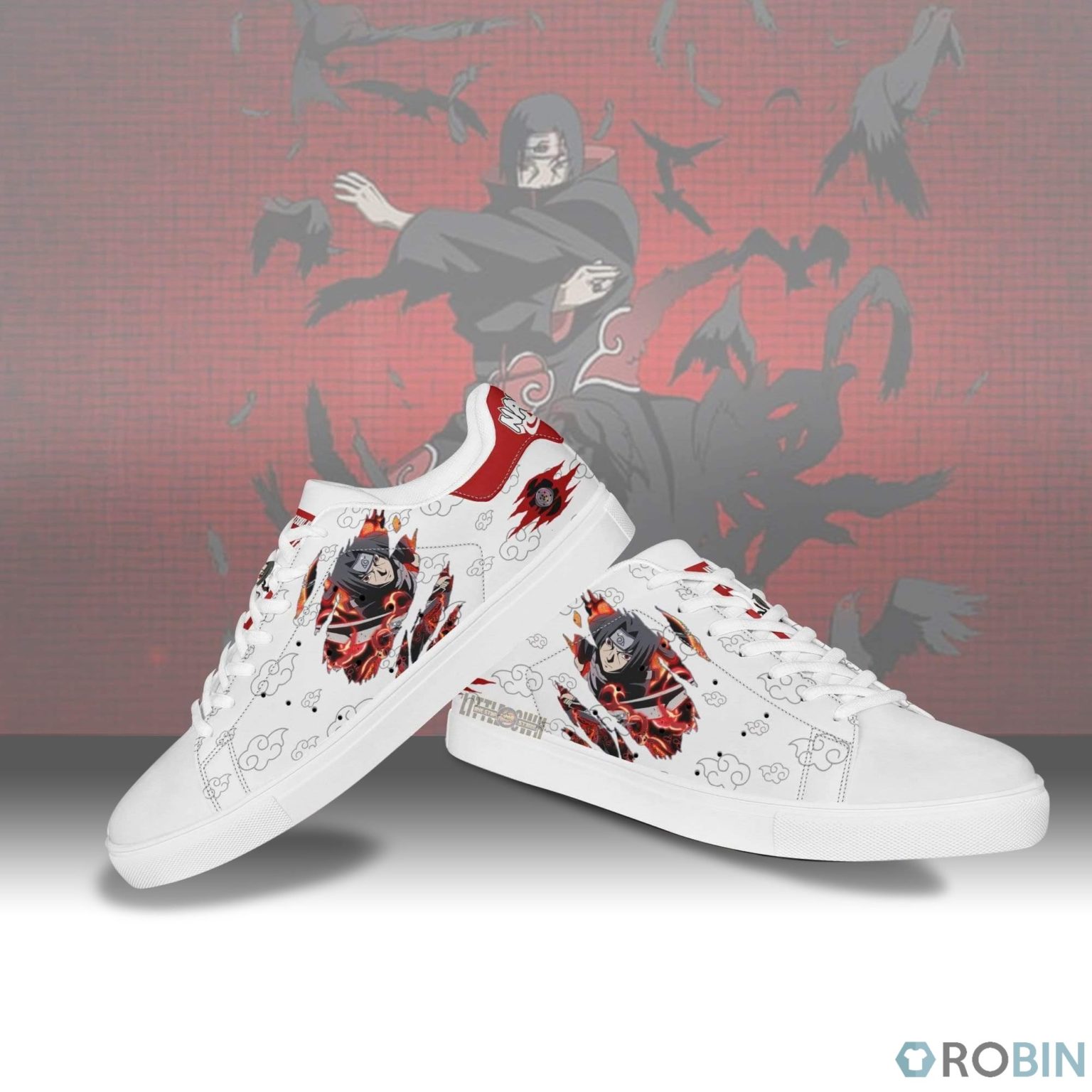 Akatsuki Sneakers Custom Naruto Anime Skateboard Shoes - RobinPlaceFabrics