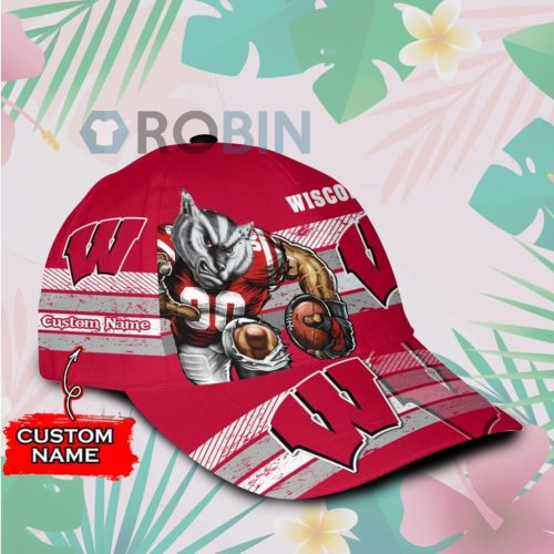 Custome Name Wisconsin Badgers Skull Torn Fabric Classic Baseball Cap ...