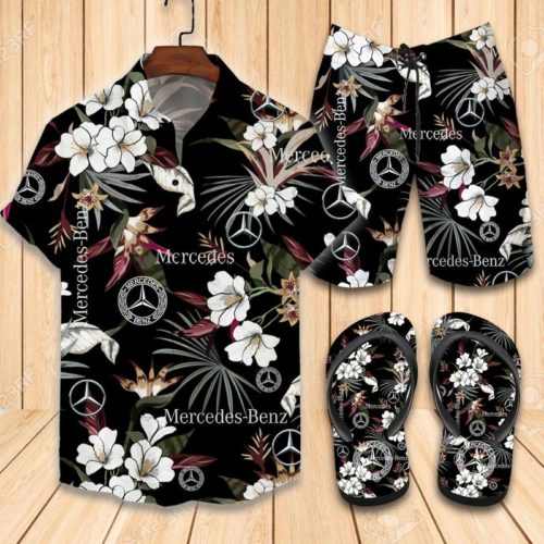 Mercedes Flip Flops And Aloha Shirt and Beach Shorts - RobinPlaceFabrics