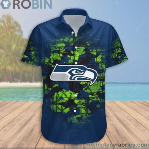 Custom Name & Number Seattle Seahawks Camouflage Vintage Casual Button ...