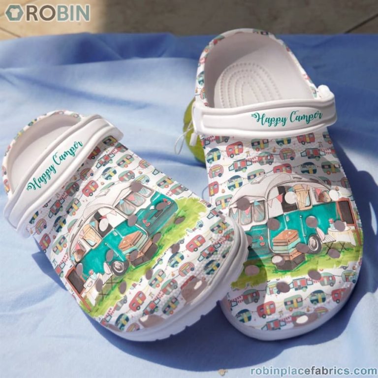 Camping Clog Whitesole Happy Camper Crocs Crocband Clog 3D Crocs Print ...