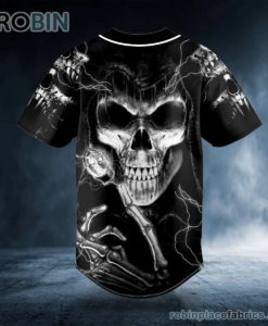 Gothic Skull Lightning Custom Baseball Jersey - RobinPlaceFabrics