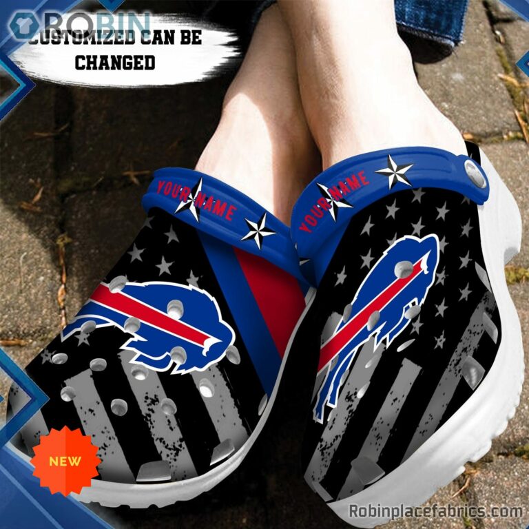 Football Crocs - Personalized Buffalo Bills American Flag Clog Shoes ...