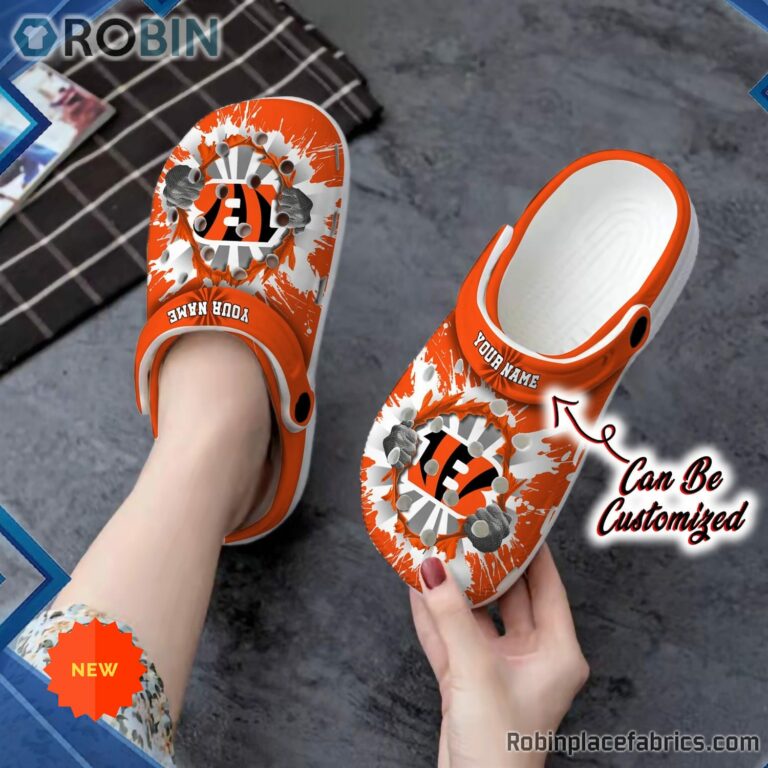 Football Crocs - Personalized Cincinnati Bengals American Flag Clog ...