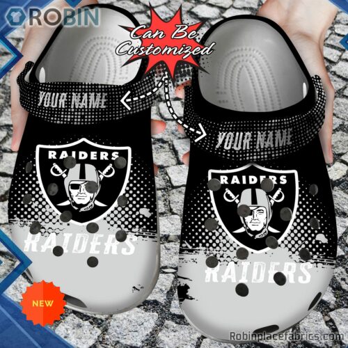 Football Crocs - Personalized Las Vegas Raiders Half Tone Drip Flannel ...