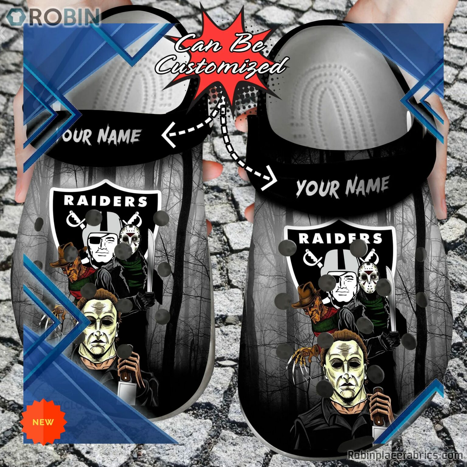 Halloween Crocs - Personalized Las Vegas Raiders Horror Movie Clog ...
