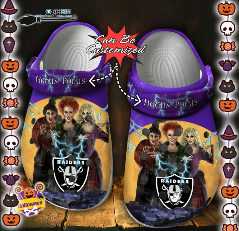 Halloween Clogs - Personalized Las Vegas Raiders Halloween Movie Hocus ...