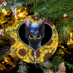 Toothless And Stitch Sunflower Zipper Christmas Ornament ...