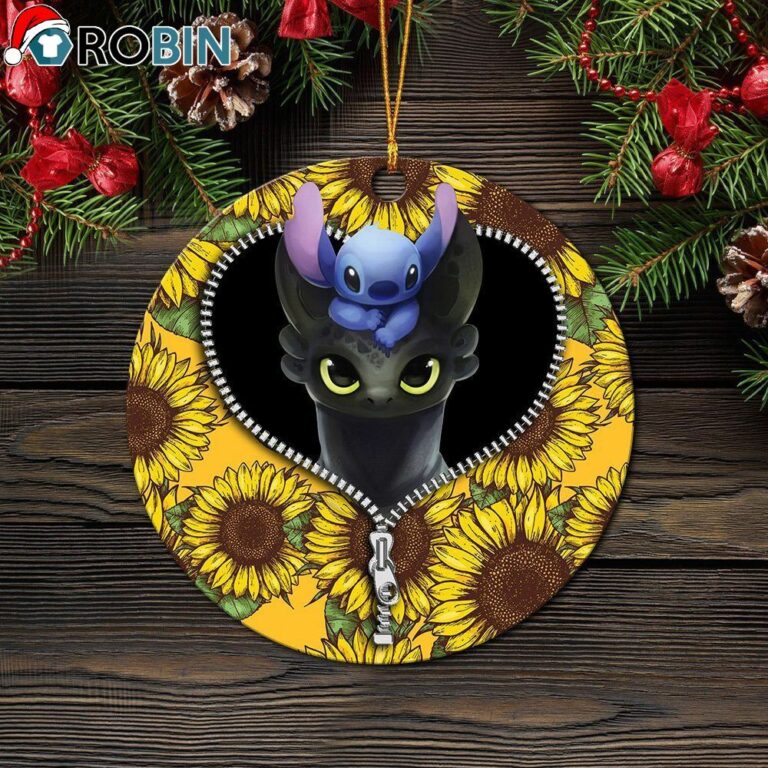 Toothless And Stitch Sunflower Zipper Christmas Ornament ...