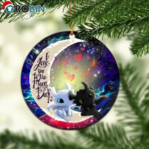 Toothless With Fish Love You To The Moon Galaxy Circle Ornament ...