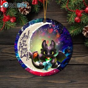 Toothless With Fish Love You To The Moon Galaxy Circle Ornament ...