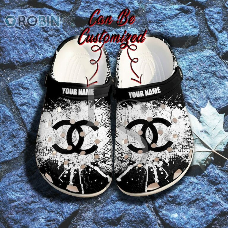 Chanel Logo Ink Splash Design Patter Crocs Shoes - RobinPlaceFabrics