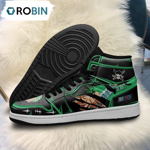 One Piece Roronoa Zoro Jordan 1 High Sneakers, Custom Anime Shoes ...
