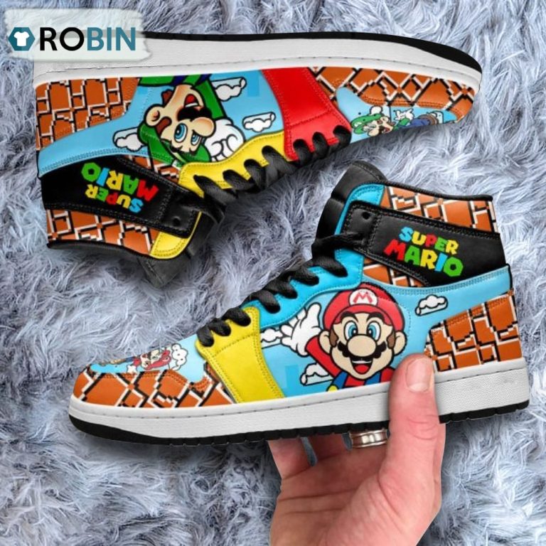 Super Mario Luigi and Mario Jordan 1 High Sneakers Custom For Gamer ...