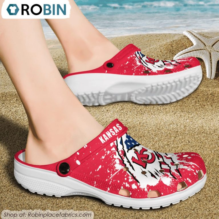 Kansas City Chiefs American Flag Pattern Printed Crocs Shoes, Chiefs ...