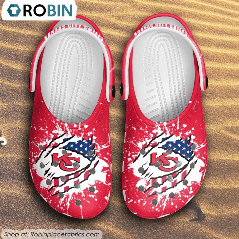 Kansas City Chiefs American Flag Pattern Printed Crocs Shoes, Chiefs ...