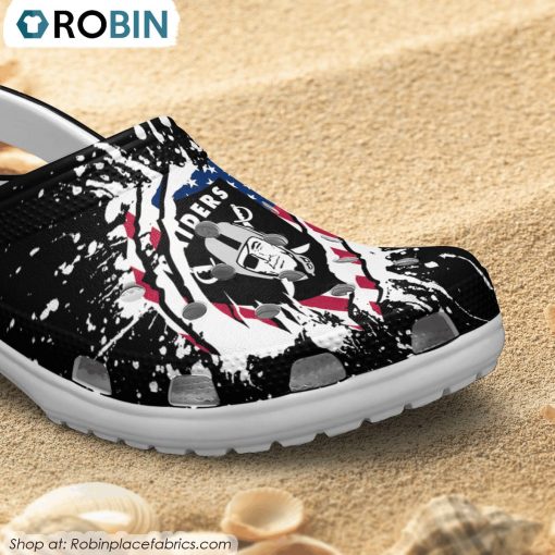 Las Vegas Raiders American Flag Pattern Printed Crocs Shoes, Las Vegas ...