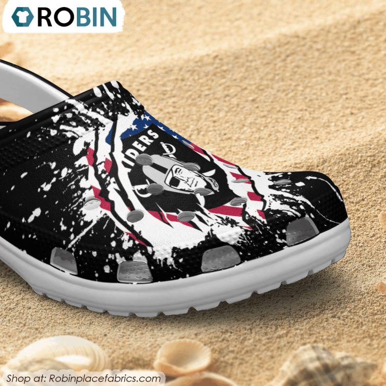 Las Vegas Raiders American Flag Pattern Printed Crocs Shoes, Las Vegas ...