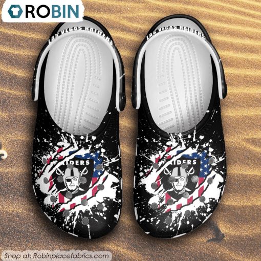 Las Vegas Raiders American Flag Pattern Printed Crocs Shoes, Las Vegas ...