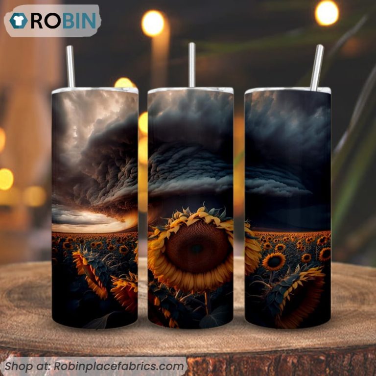 Sunflower Storm 3D Printed Skinny Tumbler - RobinPlaceFabrics