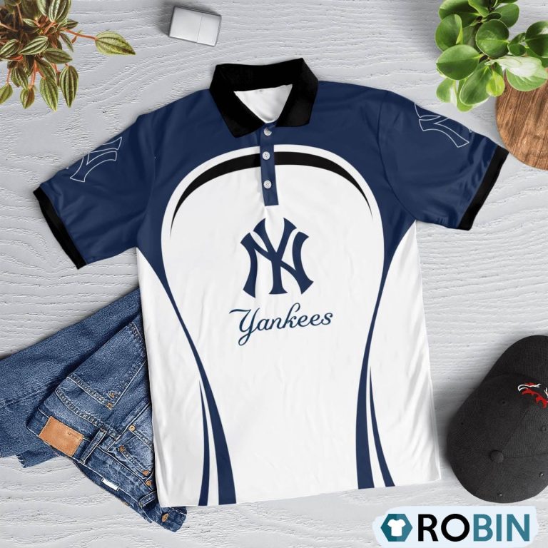 New York Yankees Curve Casual Polo Shirt, Yankees Shirt - RobinPlaceFabrics