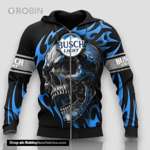 Basic Skull Busch Light Hoodie - RobinPlaceFabrics