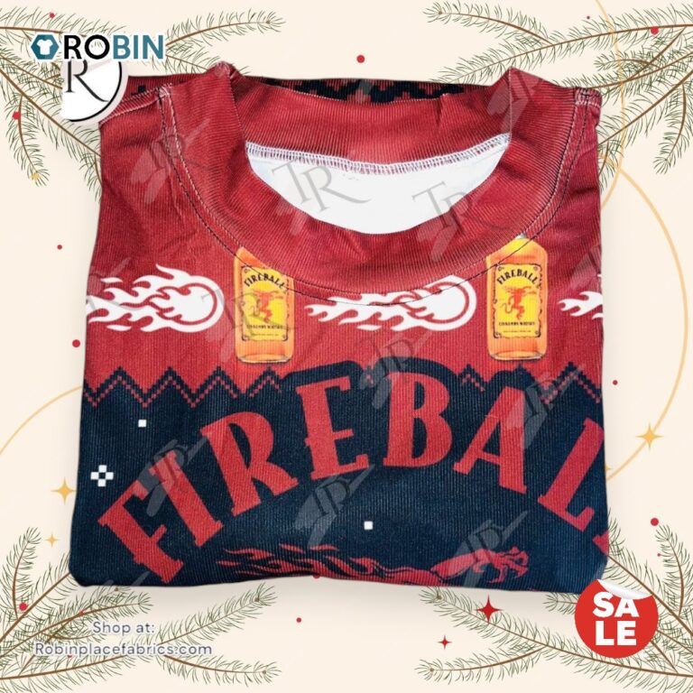 Fireball Whisky Ugly Christmas Sweater Red Hot Festive Sweater for ...