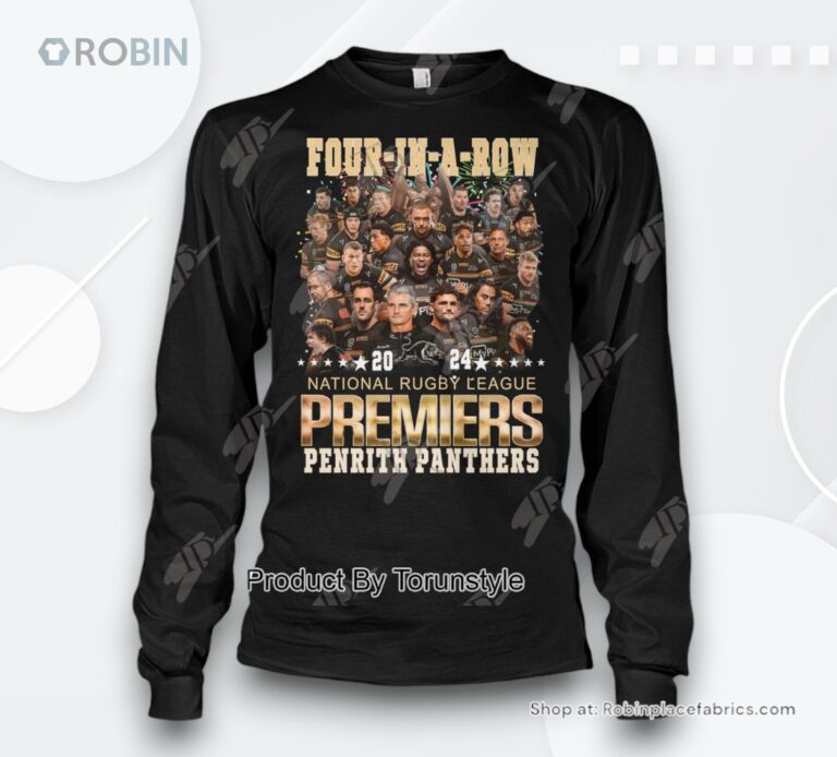 Penrith Panthers 4 In A Row 2024 National Rugby League Premiers T Shirt ...