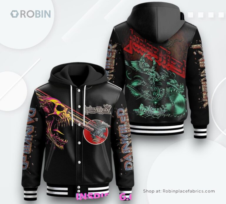 Judas Priest Limited Edition Hooded Varsity Jacket - RobinPlaceFabrics