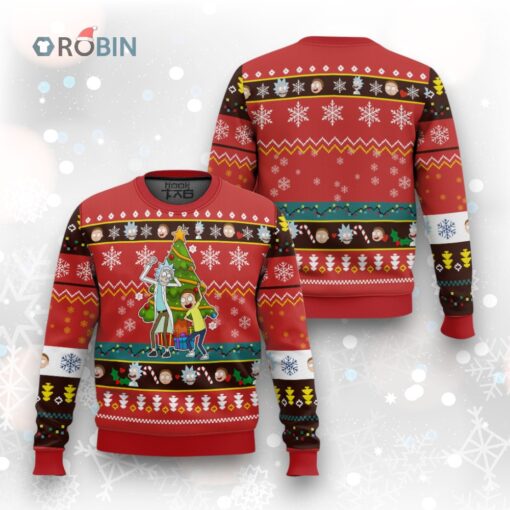 Rick And Morty Red Ugly Christmas Sweater - RobinPlaceFabrics